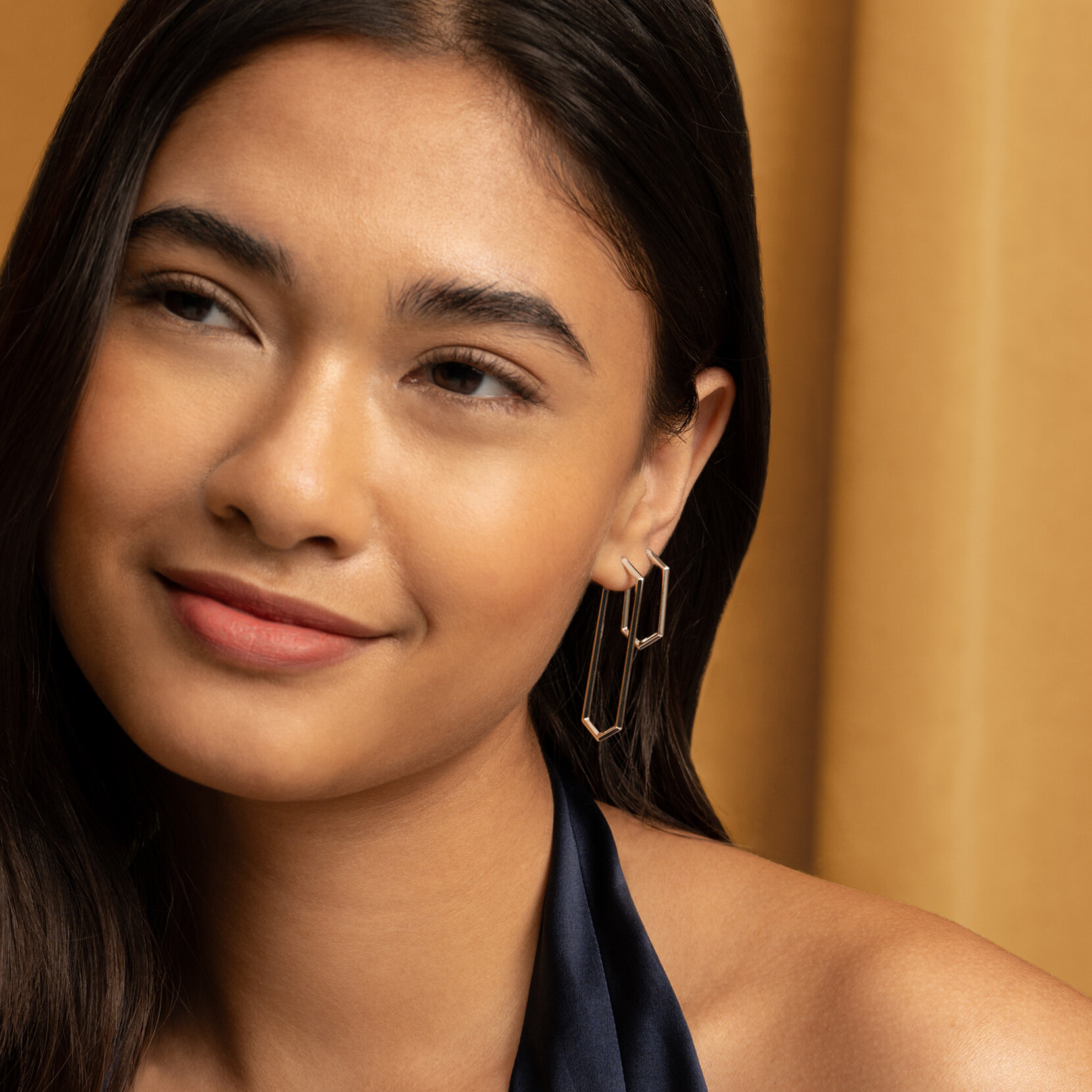 Signature Ever Stacked Honeycomb Silver Tone Large Hoop Earrings ...