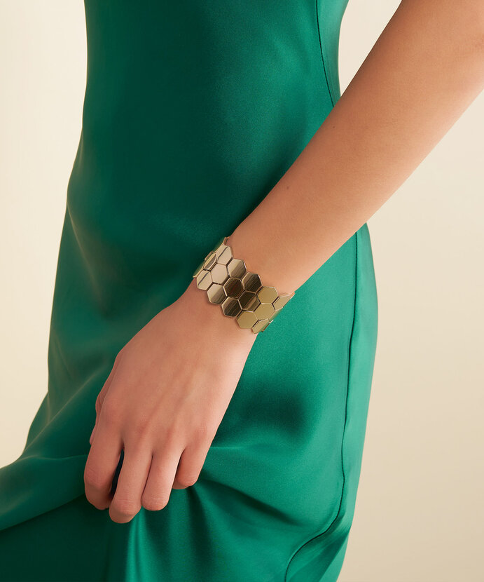 Signature Honeycomb Gold Plated Cuff Bracelet | Olivia Burton London