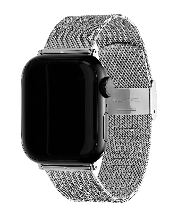 Strap for Apple Watches Silver with Floral Debossed Detail Mesh Strap ...