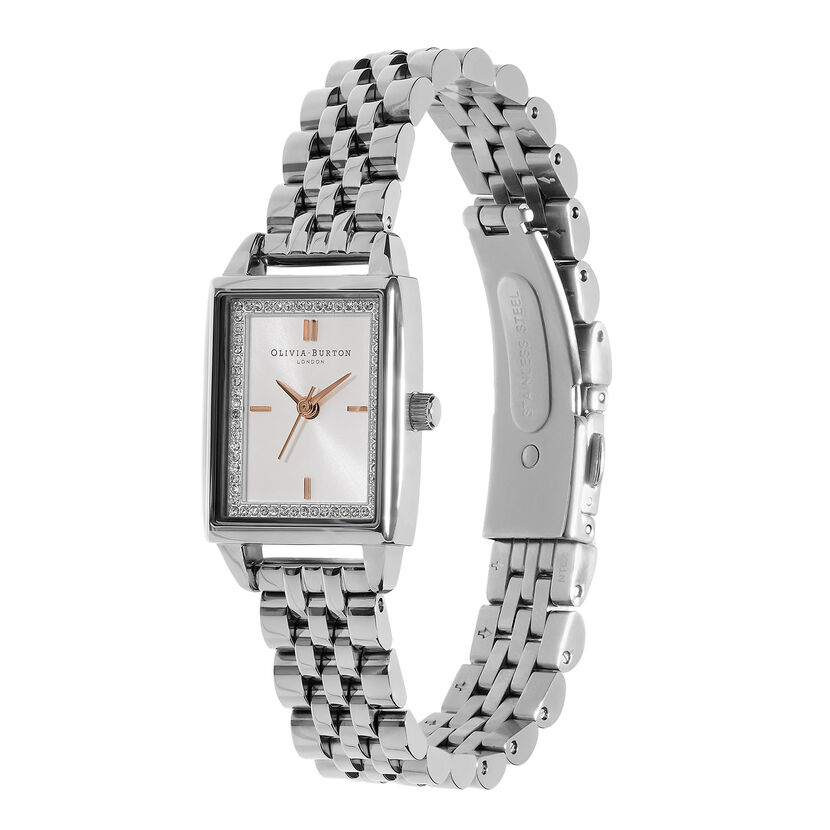 Townhouse 21mm Rectangle White & Silver Bracelet Watch | Olivia Burton ...