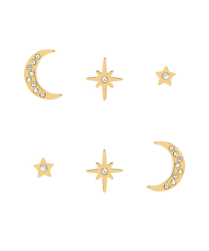 Celestial North Star & Moon Gold Stud Earrings Set | Olivia Burton London