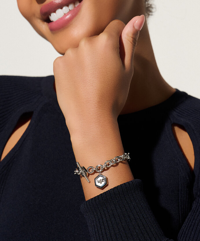 Signature Minima Bee Silver Toggle Bracelet | Olivia Burton London