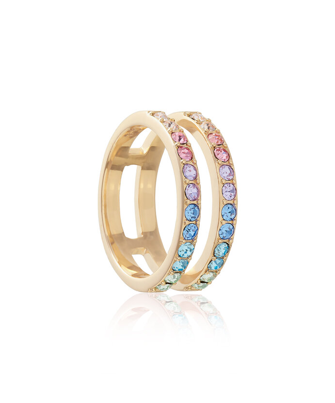 Rainbow Gold Rainbow Double Band Ring S | Olivia Burton London