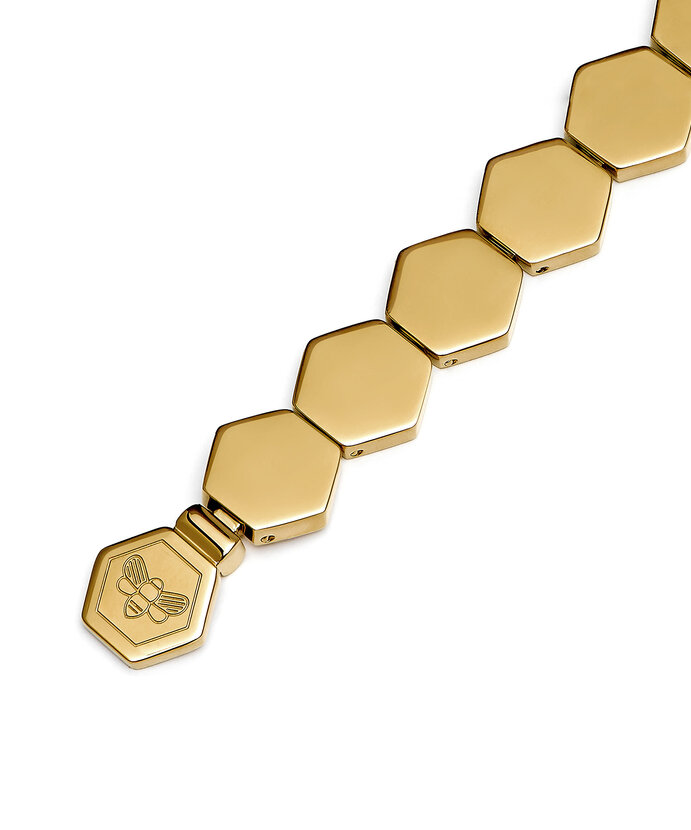 Signature Honeycomb Gold Plated Slim Cuff Bracelet | Olivia Burton London