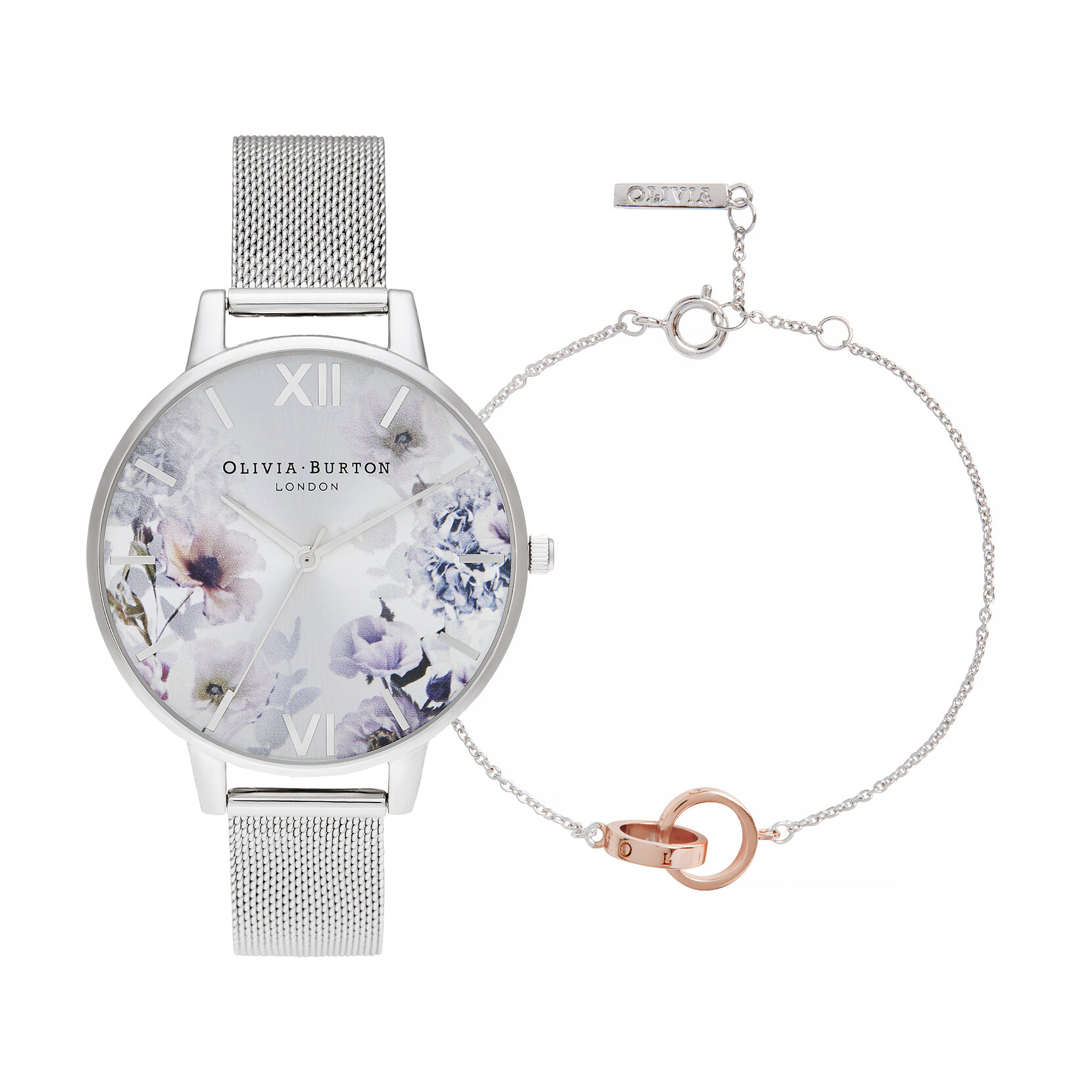 Sunlight Florals Silver Mesh Watch and Classics Silver and Rose Gold ...