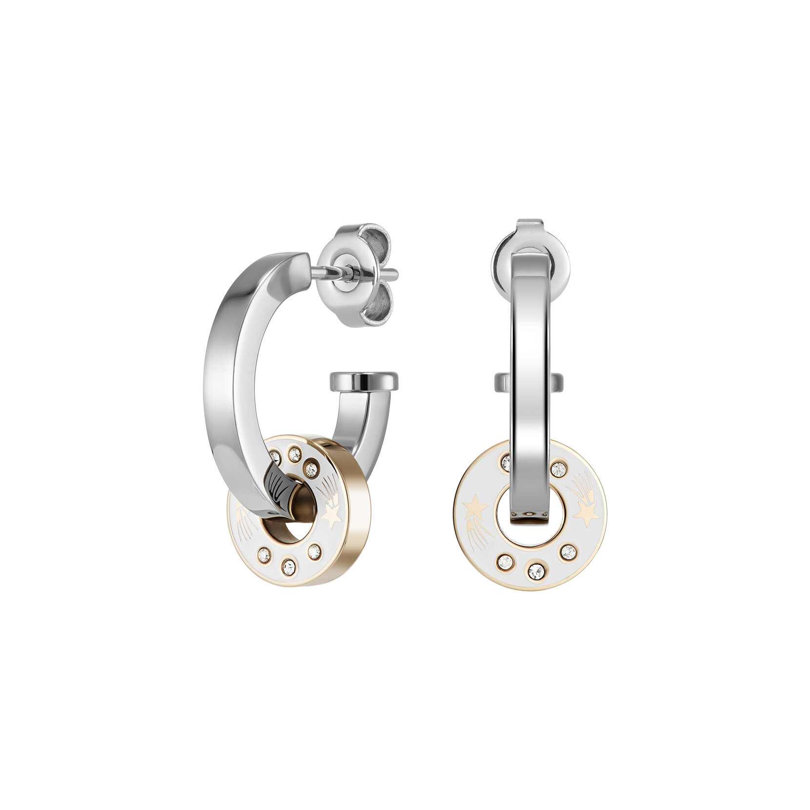 Signature Shooting Star Ivory & Silver Tone Hoop Earrings | Olivia ...