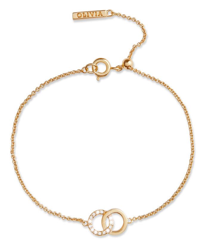 Bejewelled Interlink Chain Bracelet Gold | Olivia Burton London
